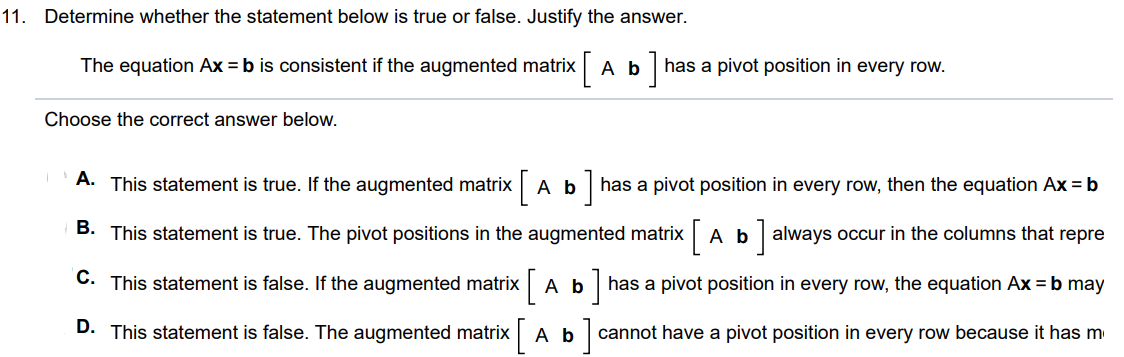 The Equation Ax B Is Consistent If The Augmented Matrix [ A B ] Has